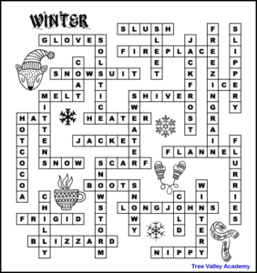 Winter Fill In Word Puzzles for Kids - Tree Valley Academy