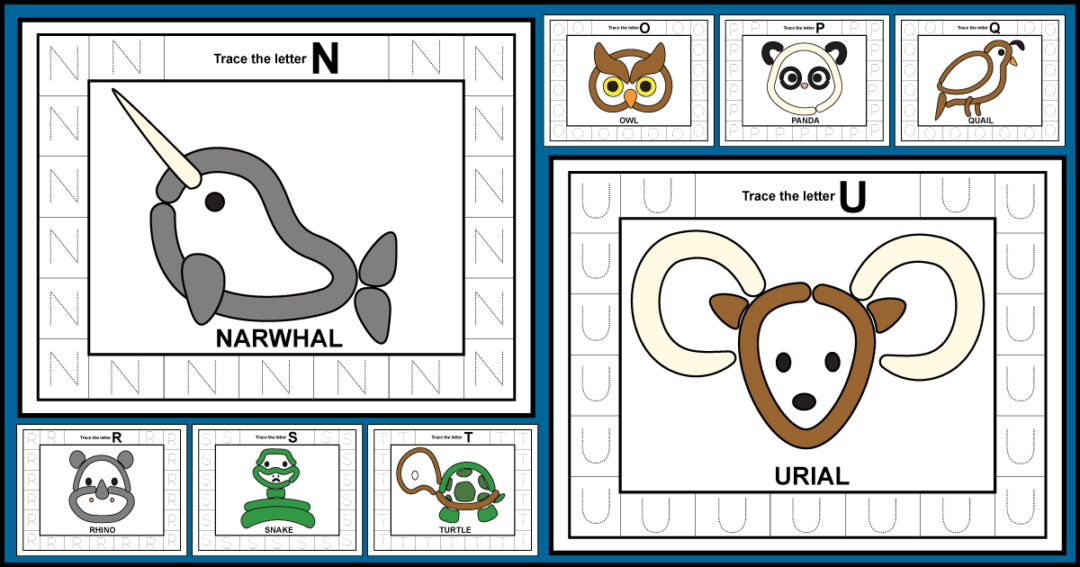 Free Printable Letter Tracing Alphabet Playdoh Mats A to Z