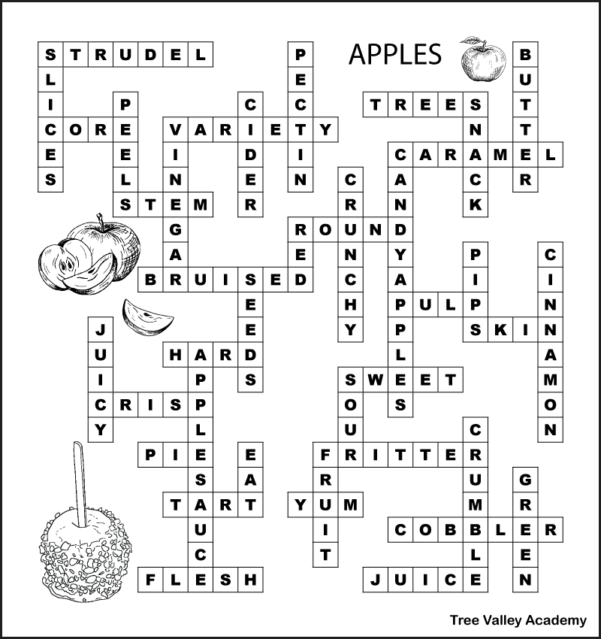 Printable Apple Fill In Puzzles for Kids - Tree Valley Academy