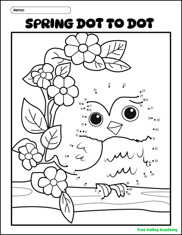 8 Spring Connect The Dots Coloring Pages - Tree Valley Academy
