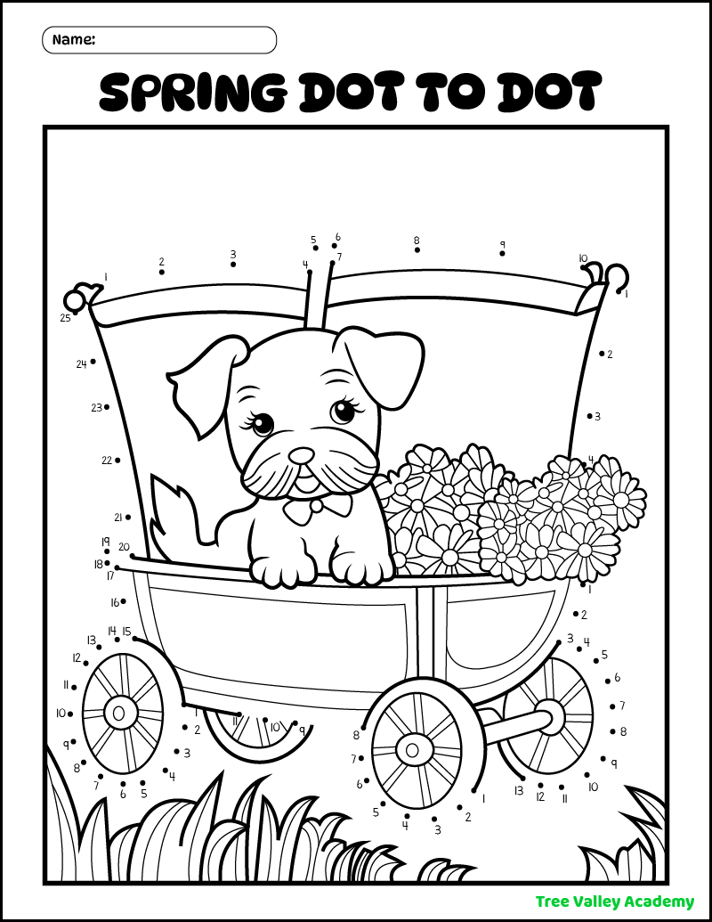 8 Spring Connect The Dots Coloring Pages - Tree Valley Academy
