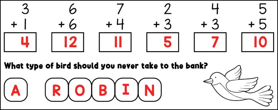 Spring Addition Riddles Worksheets (1st & 2nd Grade)