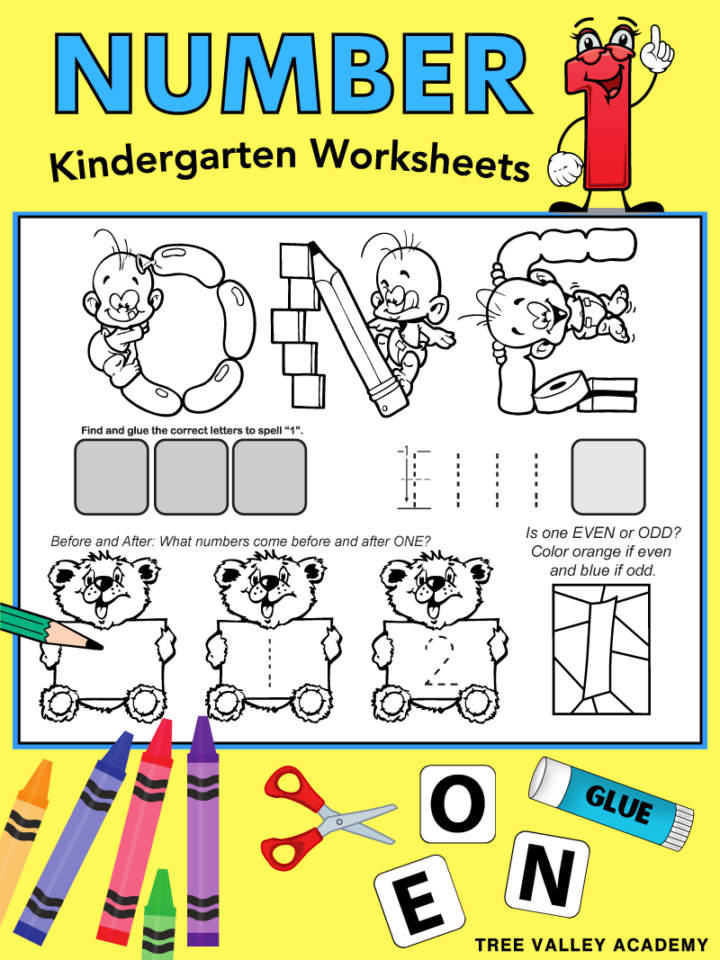 Number One Worksheets for Kindergarten - Tree Valley Academy