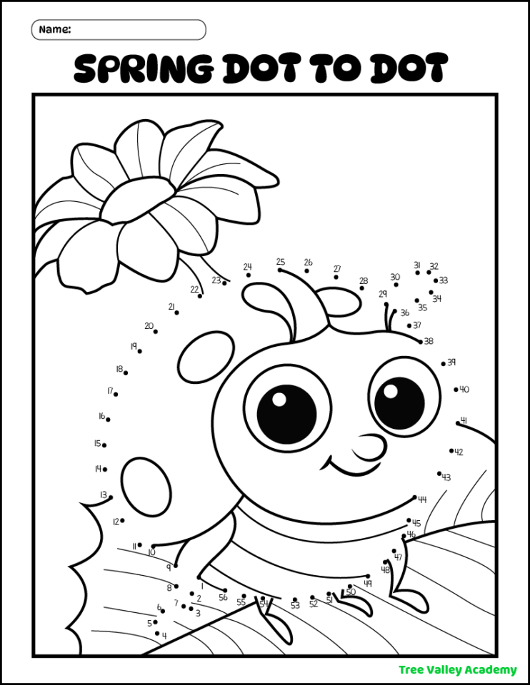 8 Spring Connect The Dots Coloring Pages - Tree Valley Academy
