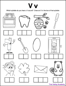 Letter V Sound Worksheets - Tree Valley Academy