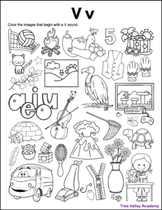 Letter V Sound Worksheets - Tree Valley Academy