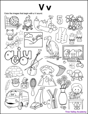 Letter V Sound Worksheets - Tree Valley Academy