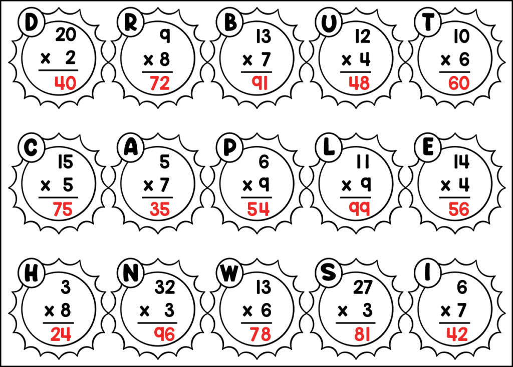 Weather Multiplication Riddles Worksheets - Tree Valley Academy