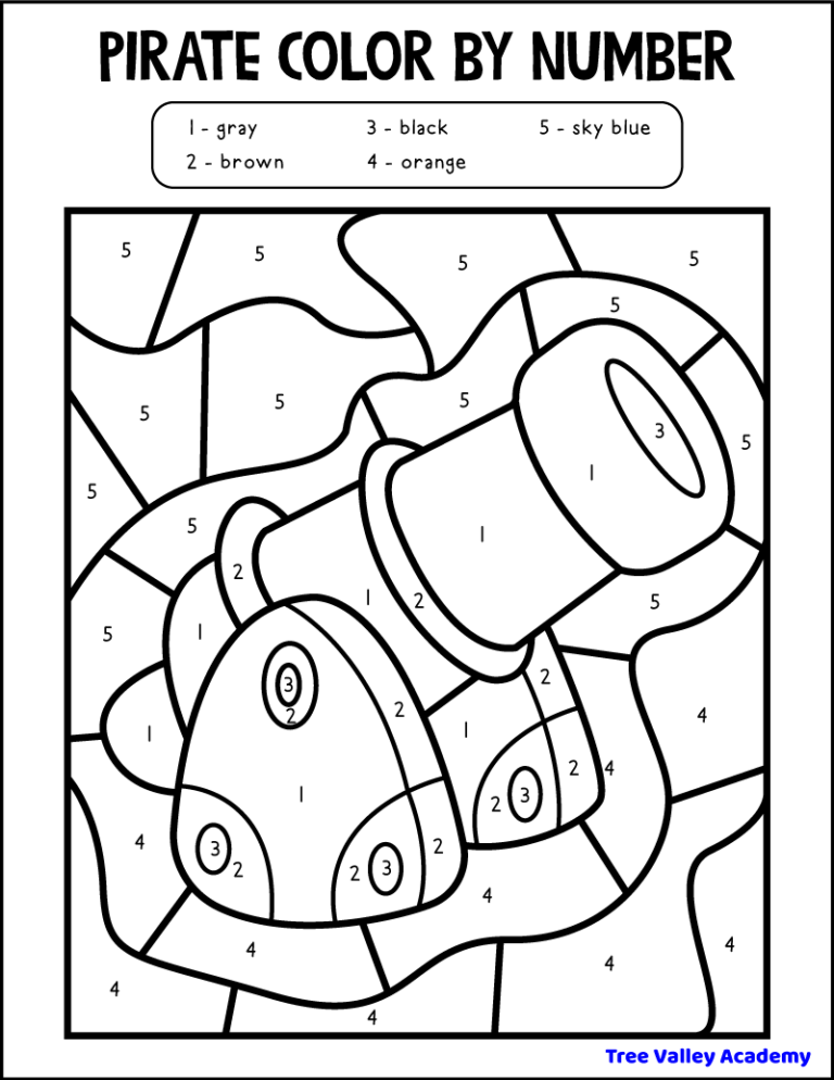 Pirate Color by Number - Tree Valley Academy