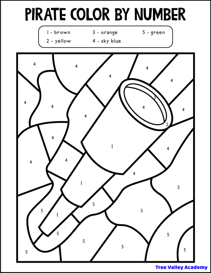 Pirate Color by Number - Tree Valley Academy
