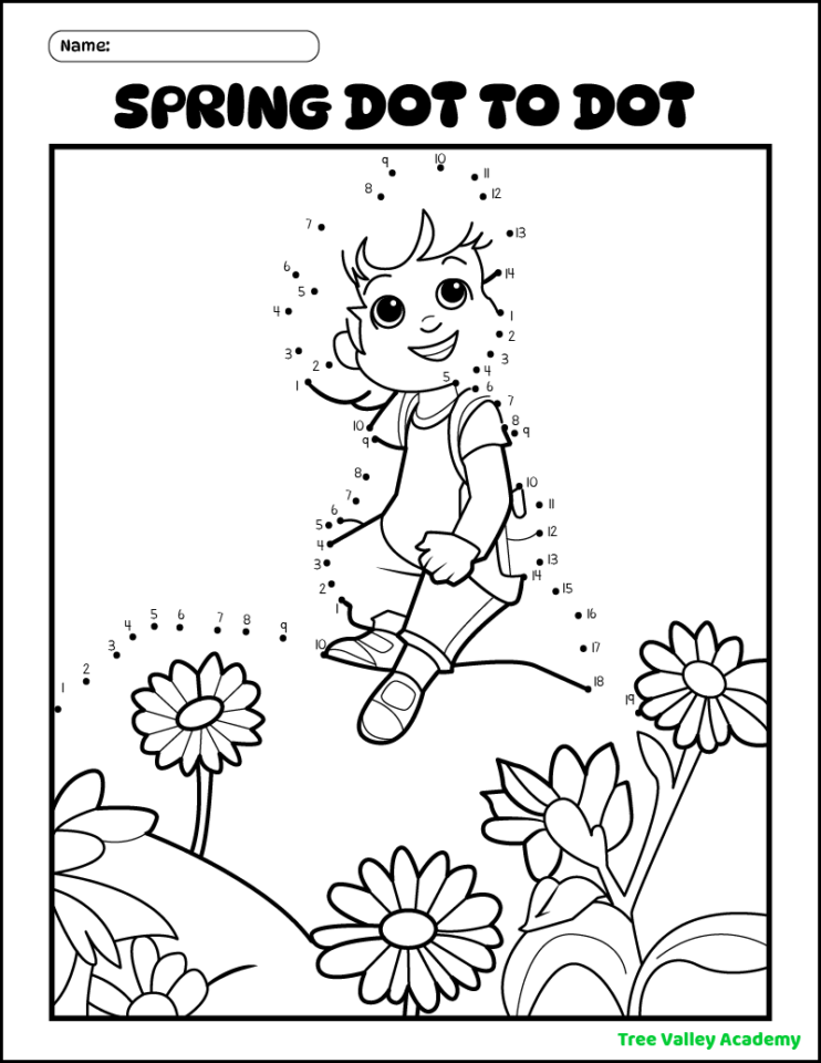 8 Spring Connect The Dots Coloring Pages - Tree Valley Academy