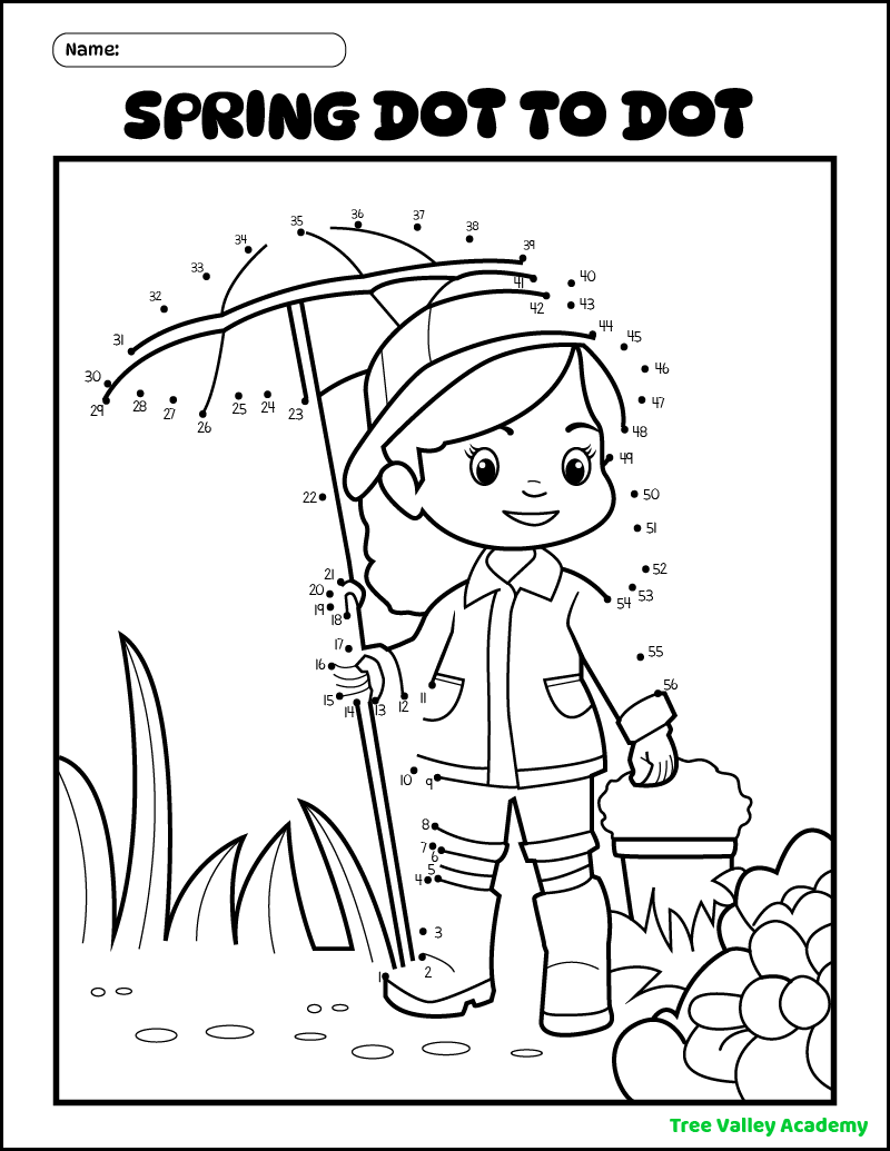 8 Spring Connect The Dots Coloring Pages - Tree Valley Academy